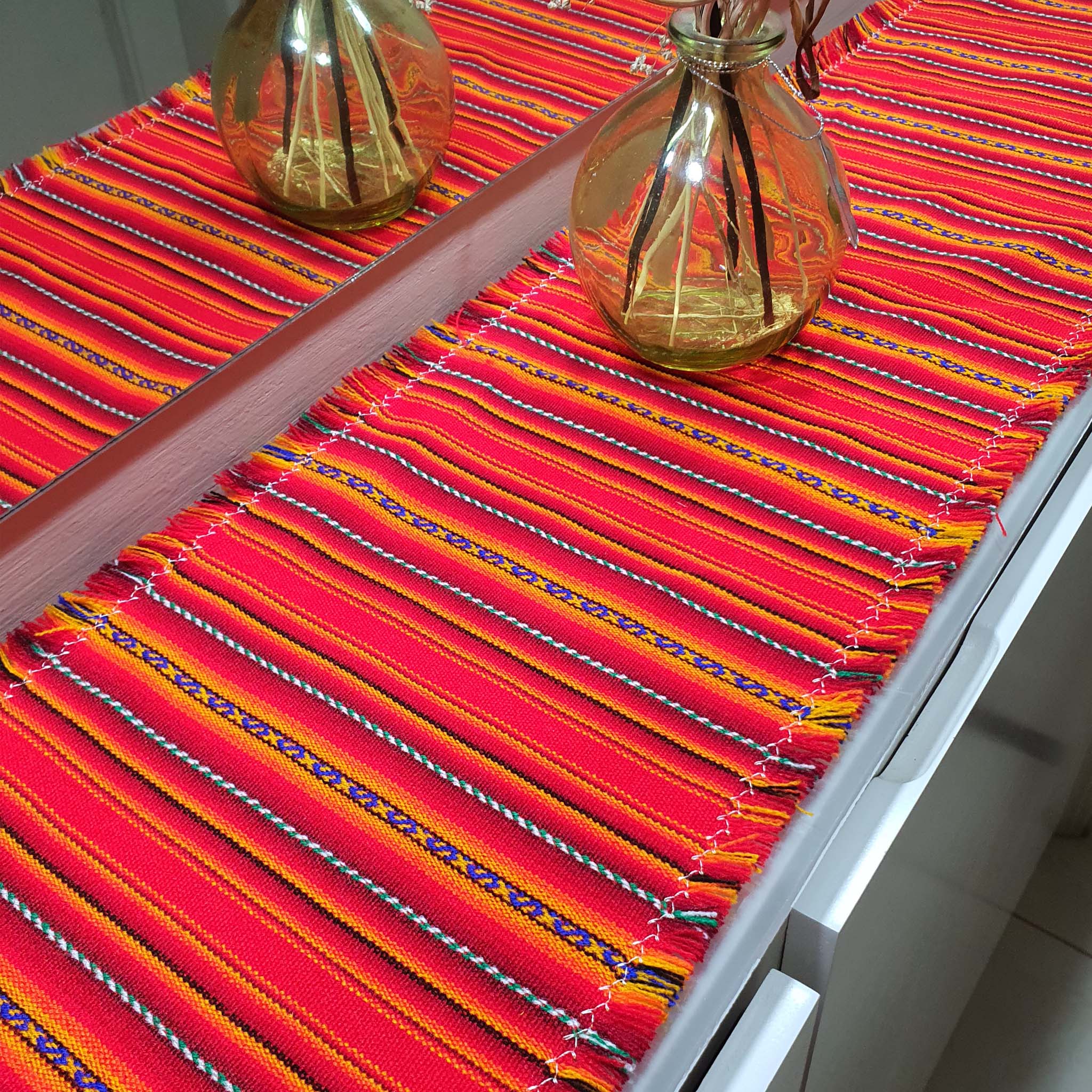 Narrow, fierce orange, Andean artisan, table runners – Innate Artisan Shop